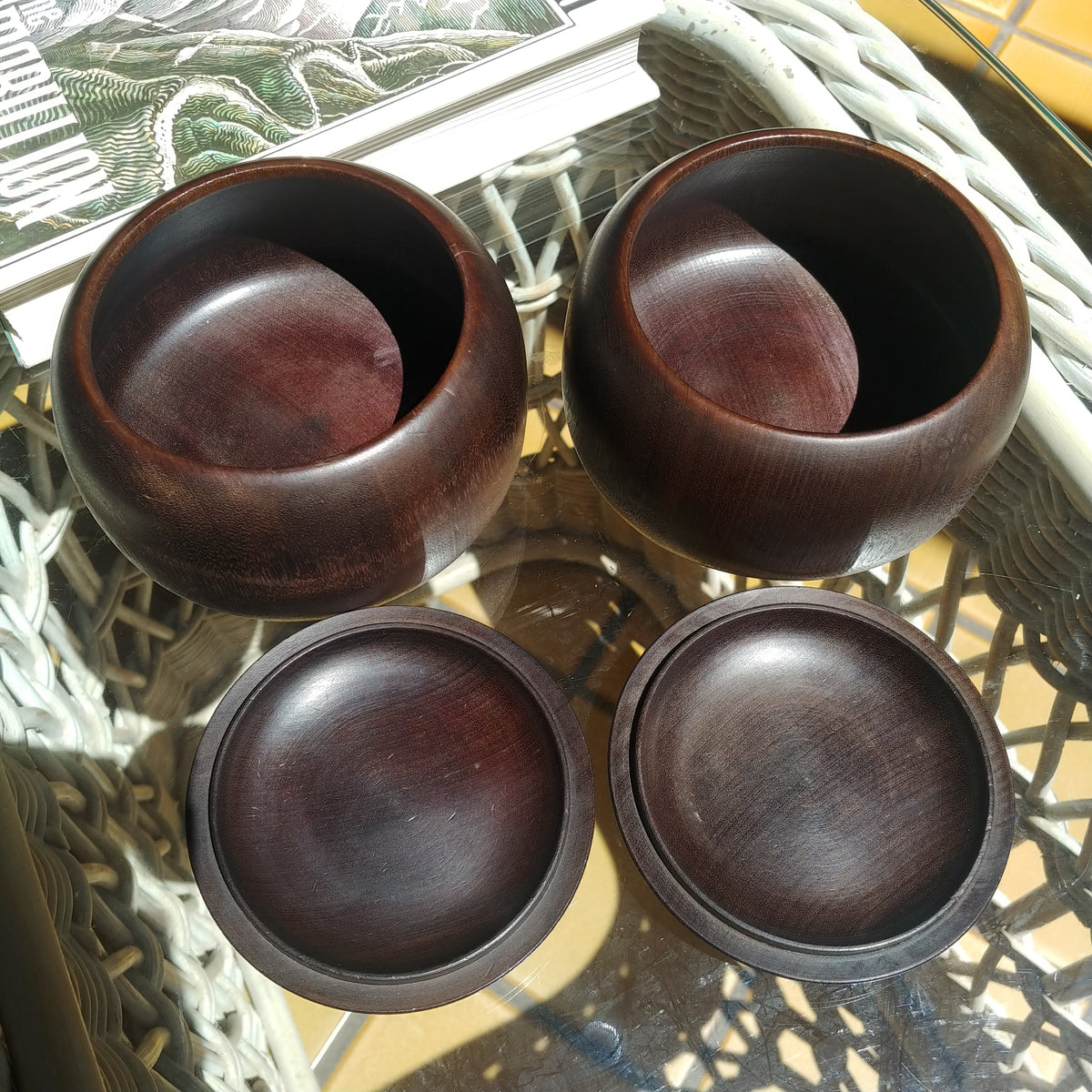 Size 20 Go Stones and Go Bowls Set - Medium - Antique Rosewood - Slate ...